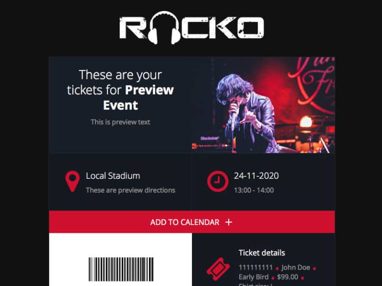 Rocko Ticket Theme - FooEvents