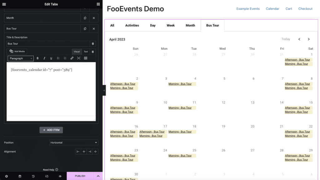 Crear un calendario de eventos Elementor usando FooEvents (2024) - FooEvents