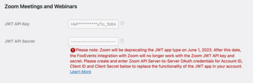 Important Zoom API Update - FooEvents